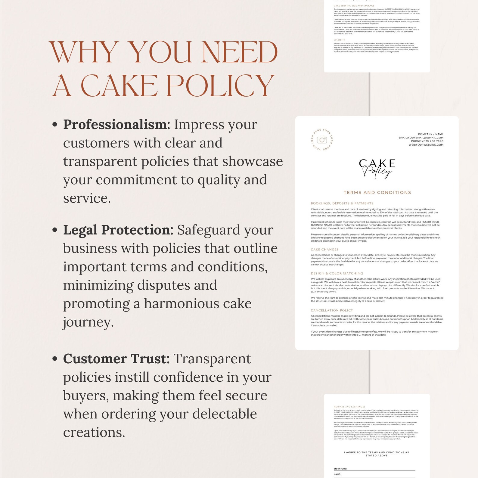 Editable Baking Agreement, Cake Order Terms, Cake Terms and Conditions ...