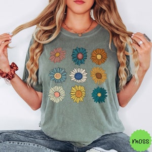 Retro Flower Shirt, Retro Daisy Tshirt, Summer Shirt, Boho Flower Shirt ...