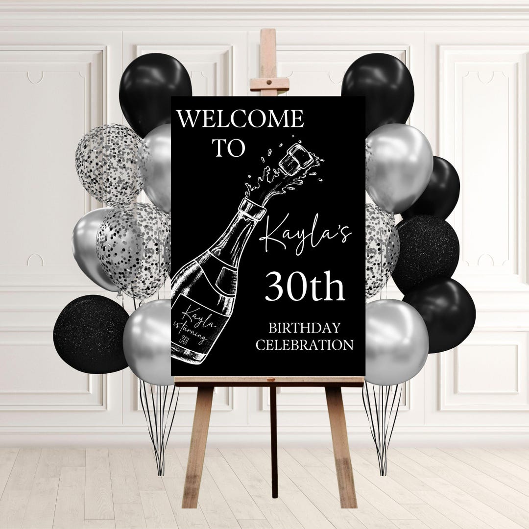 30TH Welcome Sign, Minimalist Birthday Sign for Girl, Whimsical ...