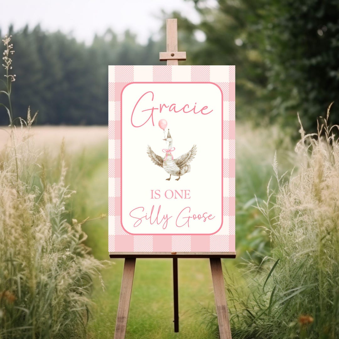 One Silly Goose Birthday Welcome Sign, One Silly Goose Sign for Girl ...