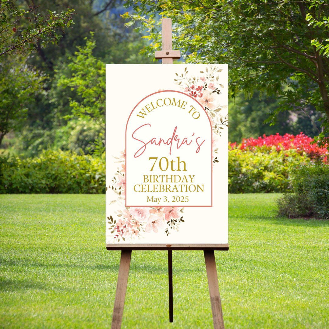 PRINTED or DIGITAL Floral Custom Age Birthday Welcome Sign With ...
