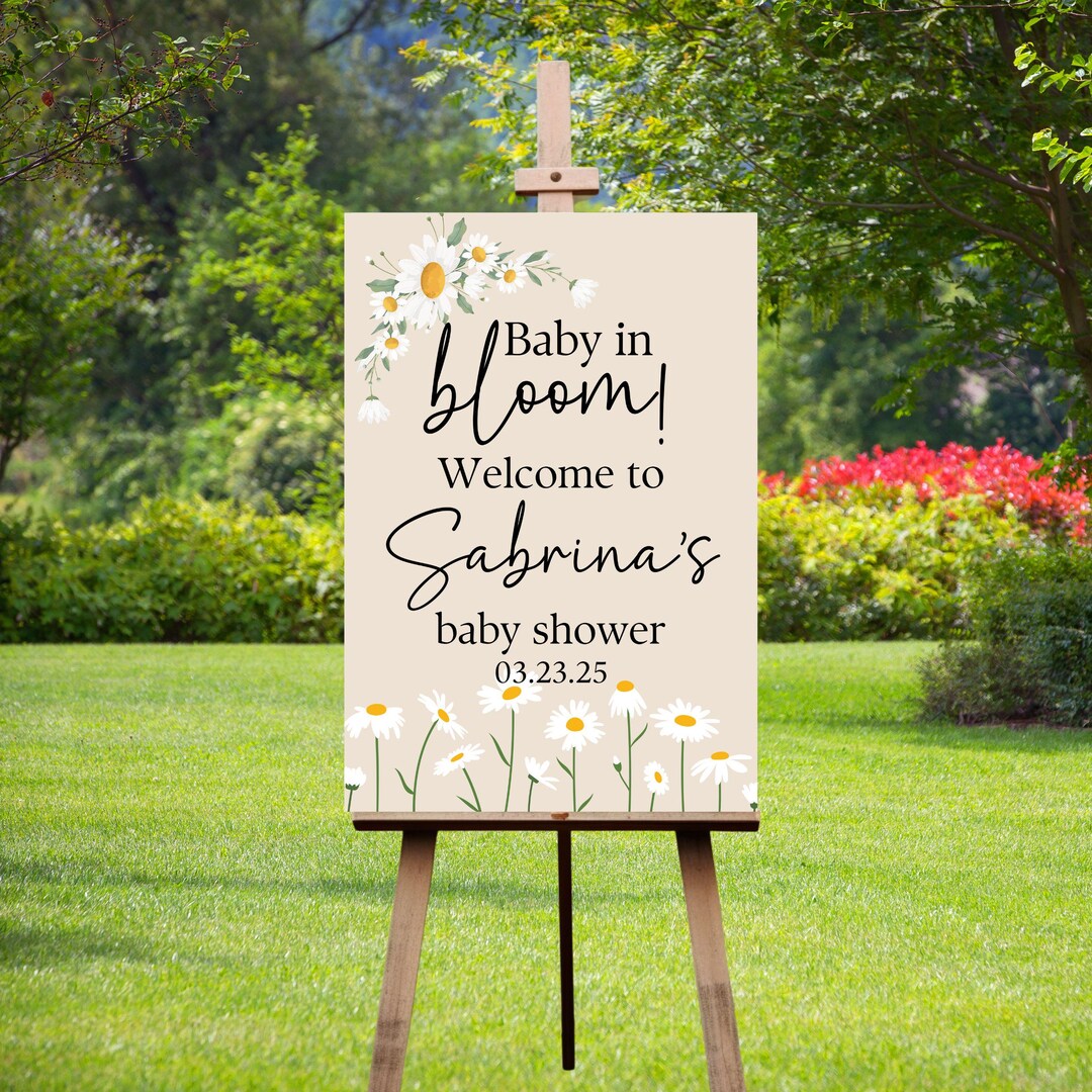 Daisy Welcome Sign for Baby Shower, Personalize Baby Shower Sign, Baby ...