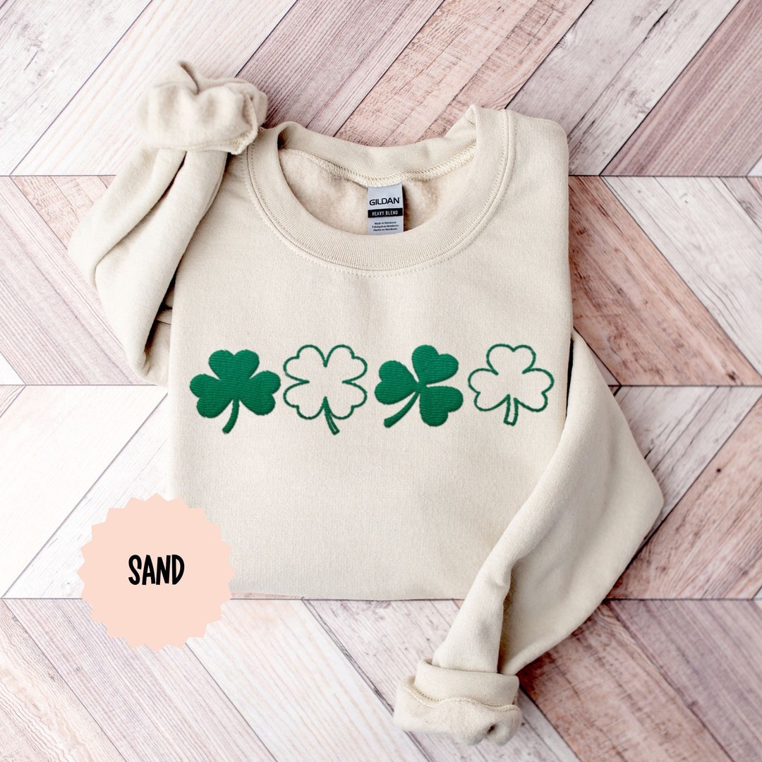 Shamrock Embroidered Sweatshirt, Clover Sweatshirt, St Patricks Day ...