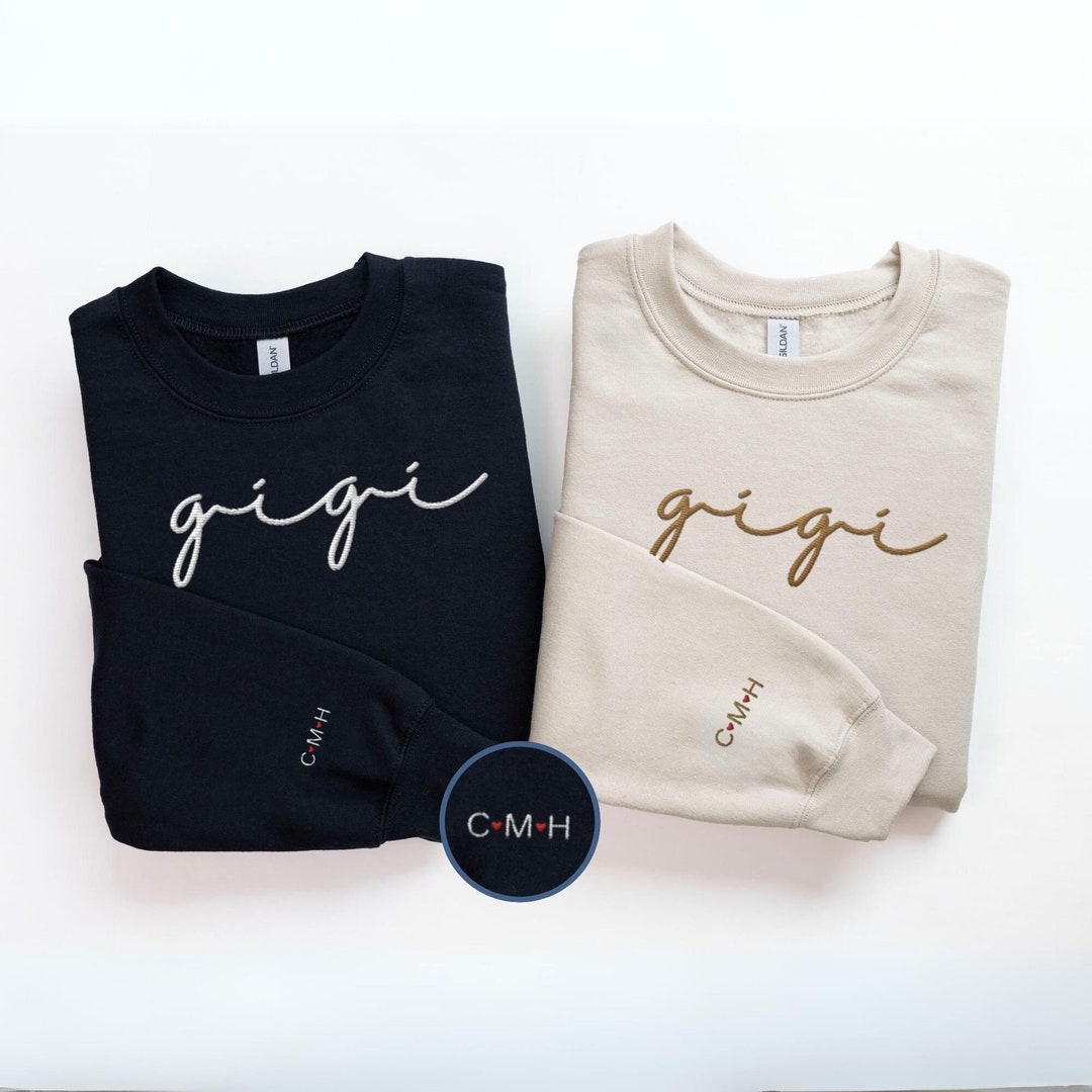 Gigi Embroidered Sweatshirt With Initial Sleeve, Embroidered Gigi ...