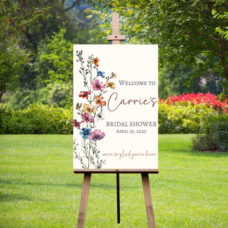 Custom Bridal Shower Welcome Sign, Printed Foam Board, Wildflower ...