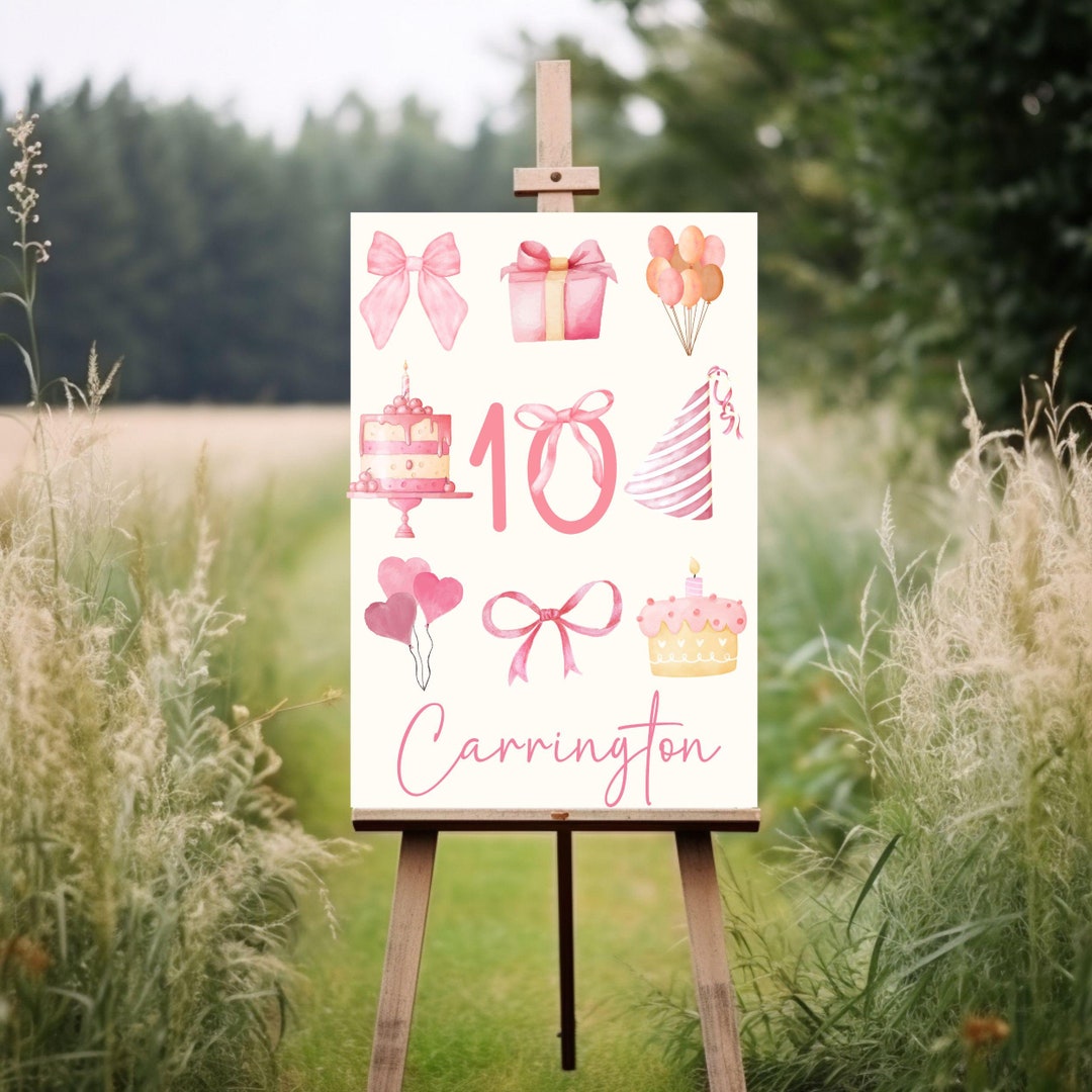 Bow Birthday Girl Welcome Sign, Bow Birthday Party Entrance Sign ...