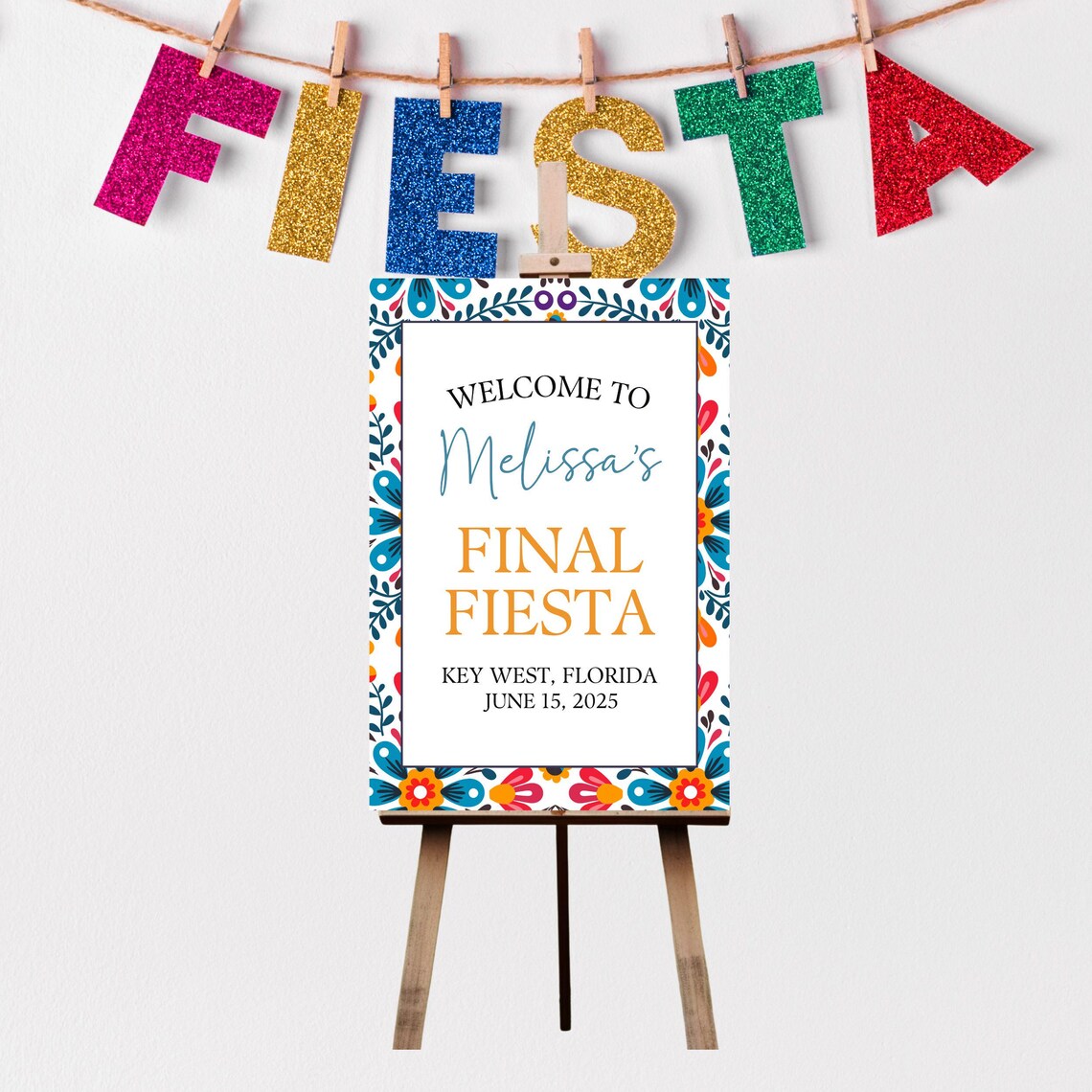 Final Fiesta Bachelorette Party Sign, Personalized Fiesta Bridal Shower ...