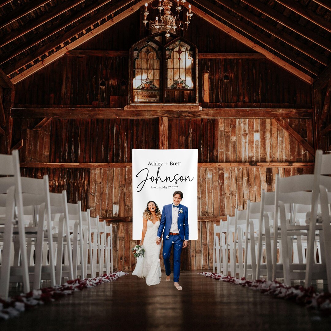 Custom Wedding Backdrop, Personalized Last Name Date Sign for Ceremony ...