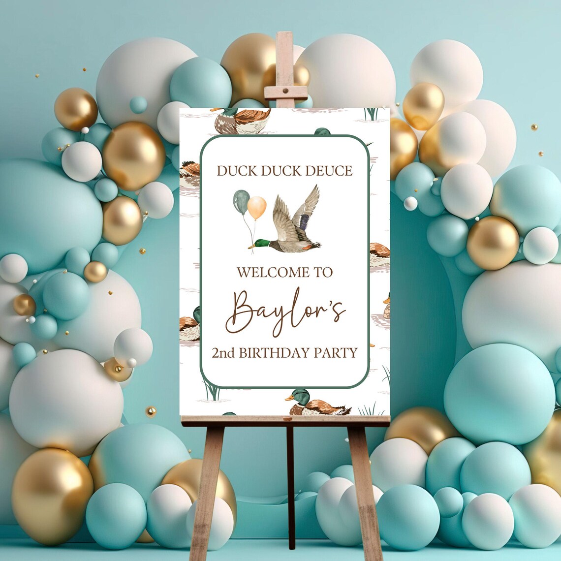 Duck 2nd Birthday Welcome Sign, Duck Duck Deuce Birthday Party Entrance ...