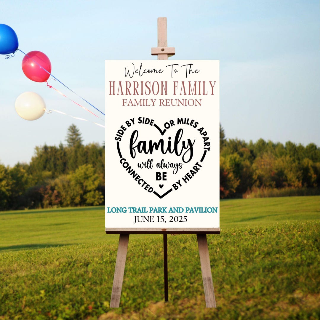 Family Reunion Side by Side Miles Apart Welcome Sign With Custom Name ...