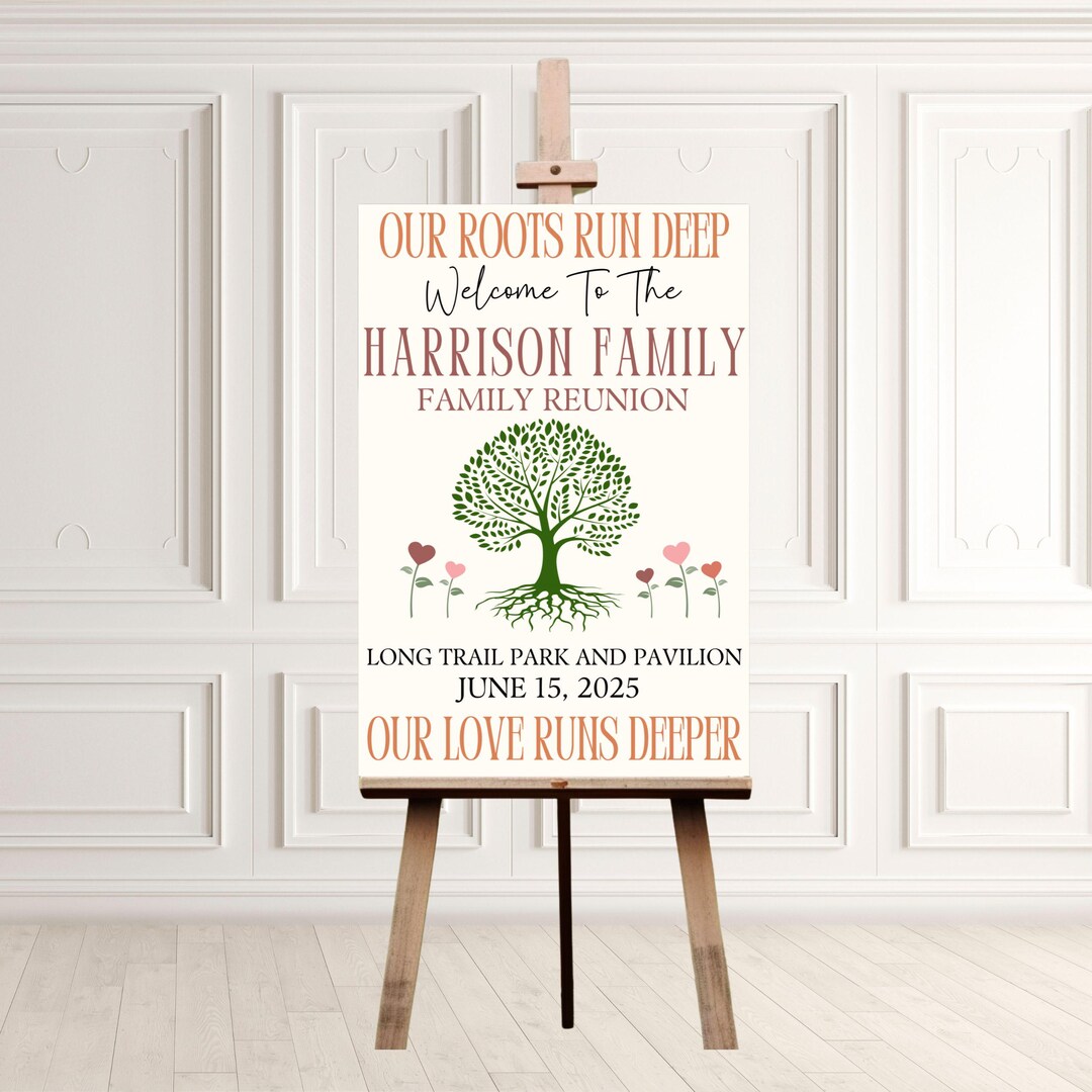 Family Reunion Welcome Sign, Family Tree Sign Family Reunion Decor, Our ...