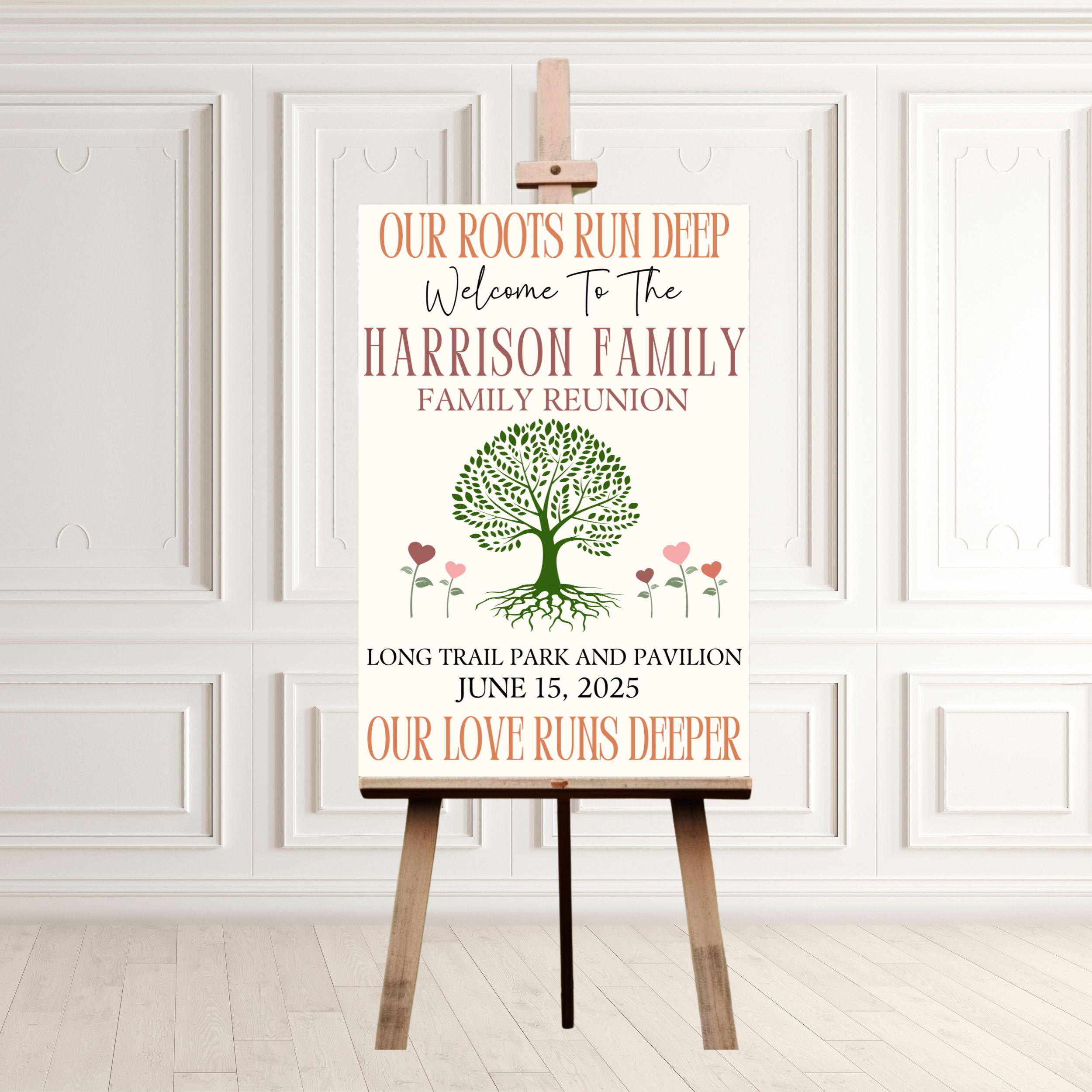 Family Reunion Welcome Sign, Family Tree Sign Family Reunion Decor, Our ...