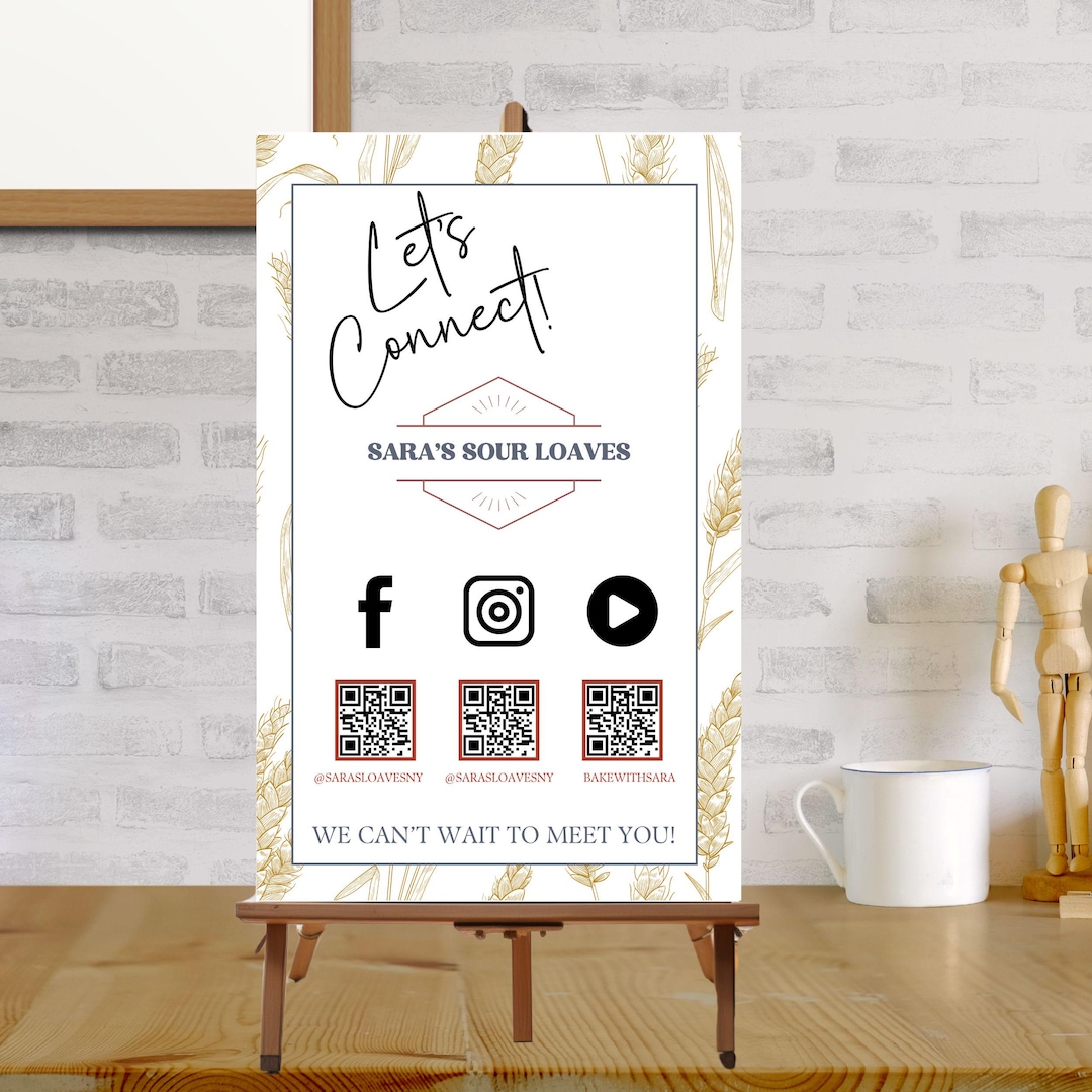 Multi QR Code Business Sign, Social Media Sign, Payment Sign, Scan to ...