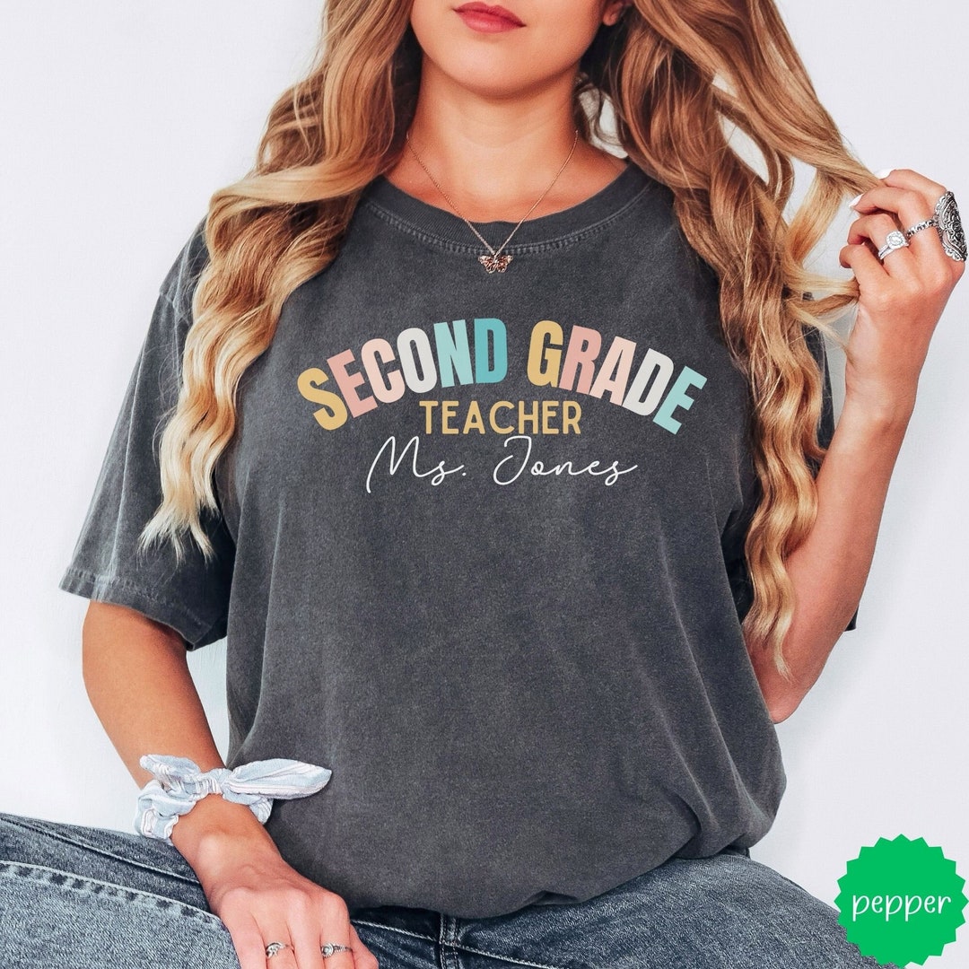 Teacher Shirt With Name, Second Grade Teacher Tshirt, Custom Teacher ...