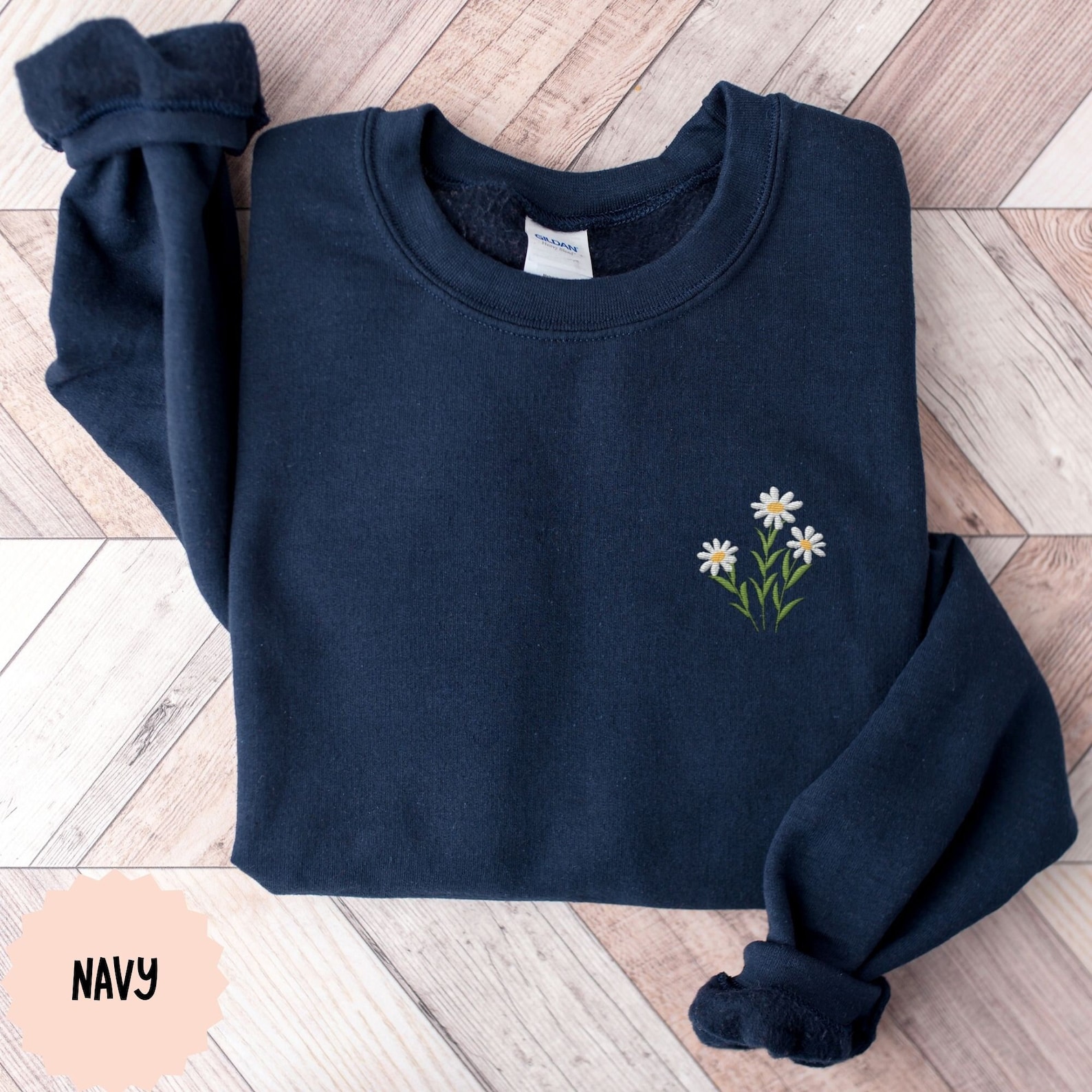 Embroidered Floral Daisy Sweatshirt, Spring Sweatshirt, Embroidered ...
