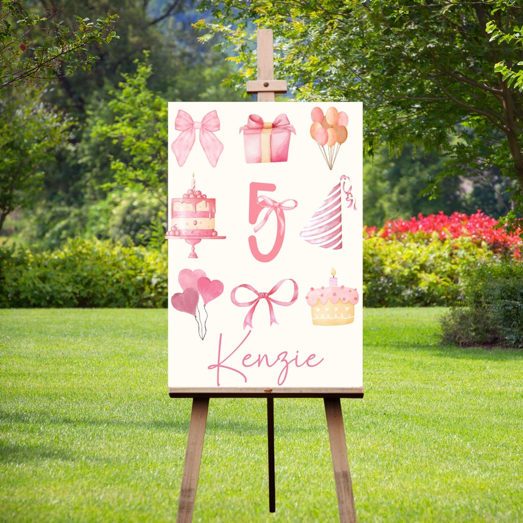 Bow Birthday Girl Welcome Sign, Bow Birthday Party Entrance Sign ...
