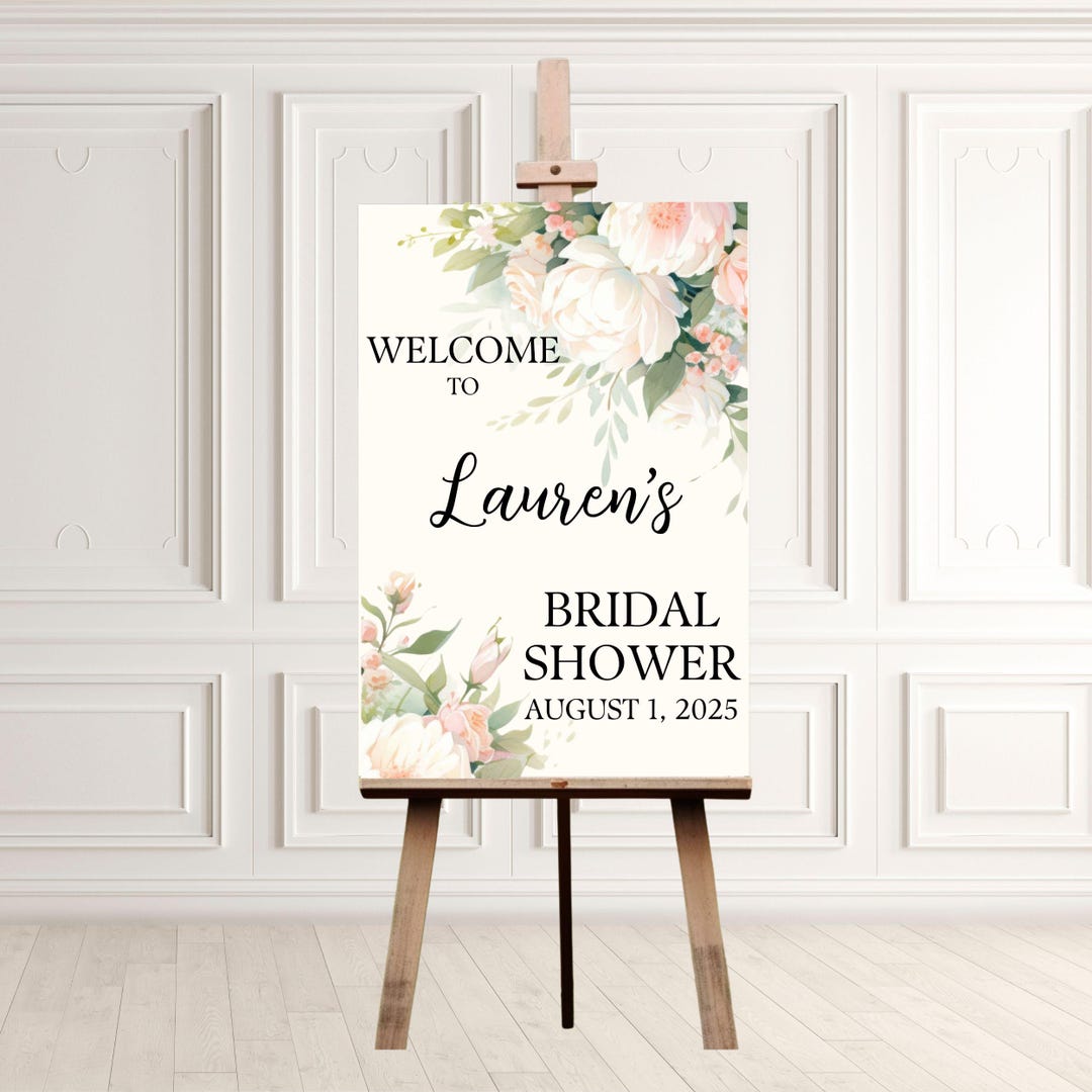 Watercolor Flower Bridal Shower Welcome Sign, Floral Bridal Shower Sign ...