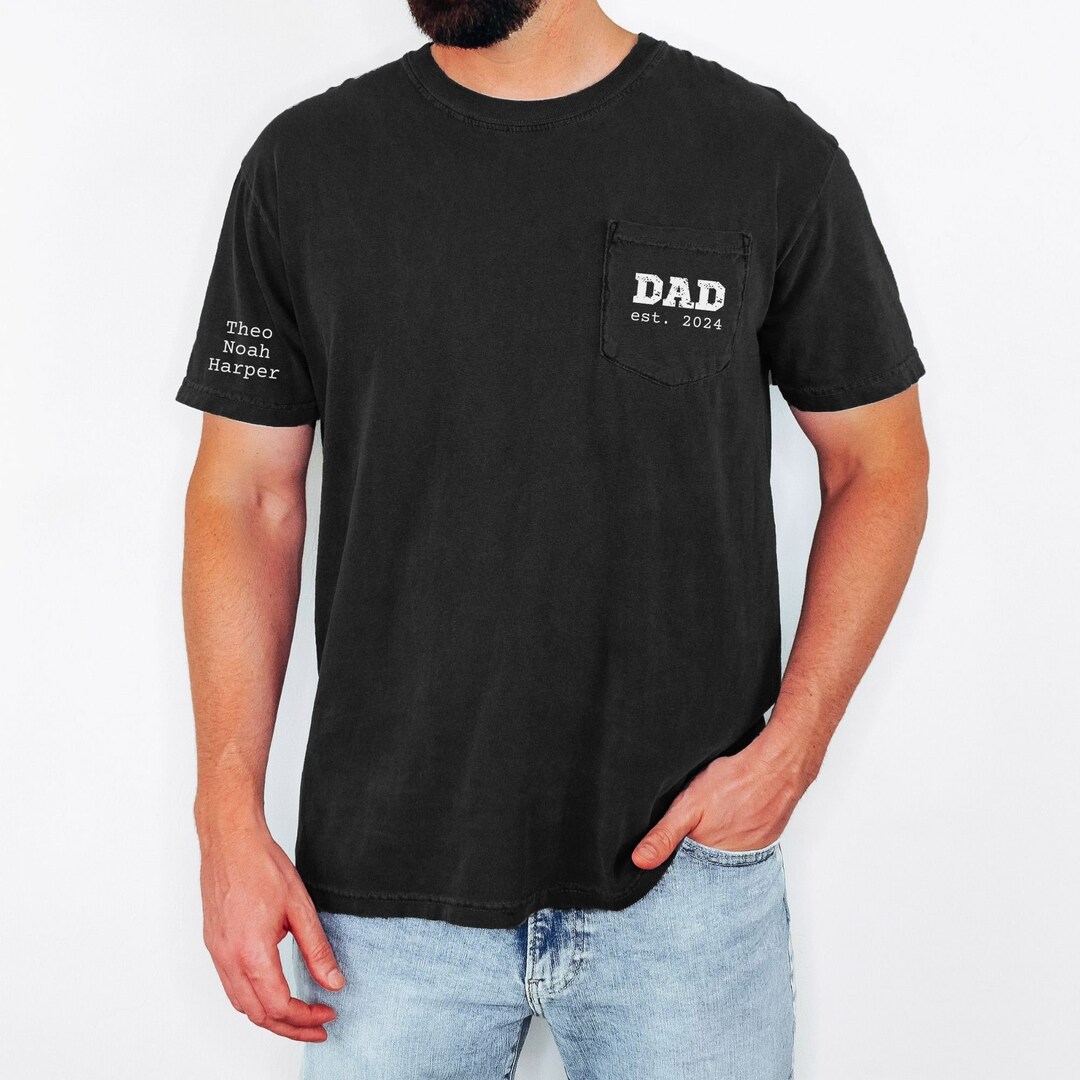 Personalized Dad Shirt With Kids Name, Comfort Colors Custom Dad Tshirt ...
