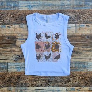 Chicken Crop Tank, Retro Chicken Coop Baby Tee, Cottagecore, Farmer ...
