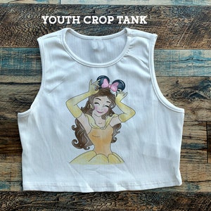 Girls Princesses Crop Tank, Kids Princess Crop, Youth Teenage, Tiana ...
