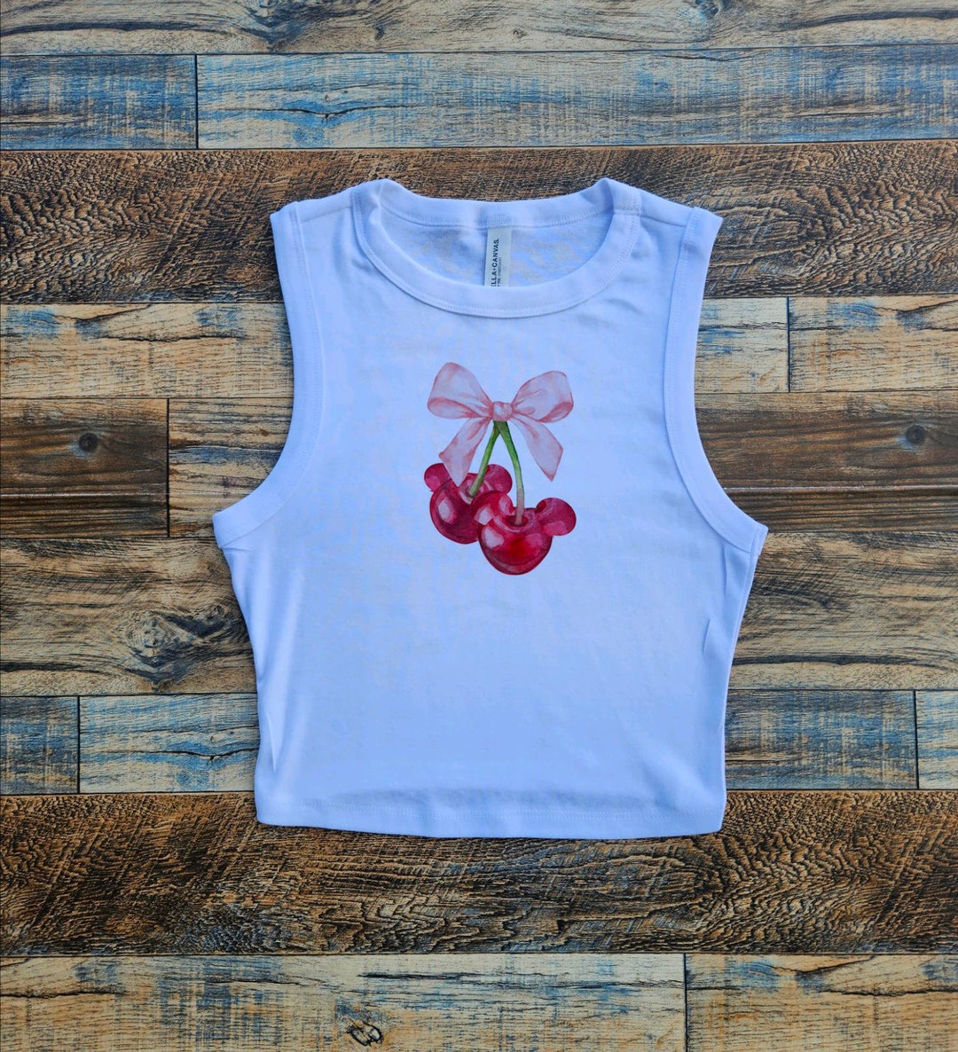 Disney Coquette Baby Tee, Cherry Mickey Bow Crop, Minnie Girlie Y2k Tee ...