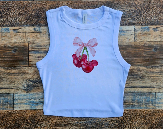 Disney Coquette Baby Tee, Cherry Mickey Bow Crop, Minnie Girlie Y2k Tee ...