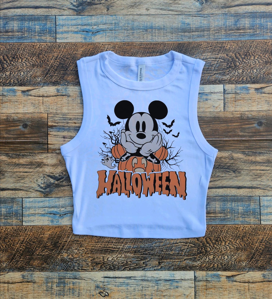 Halloween Mickey Crop Tank, Disney Halloween Baby Tee, Not so Scary ...
