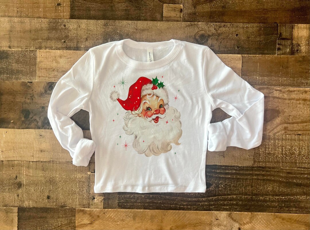 Santa Retro Baby Tee, Vintage Christmas St Nick Crop, Santa Sweatshirt ...