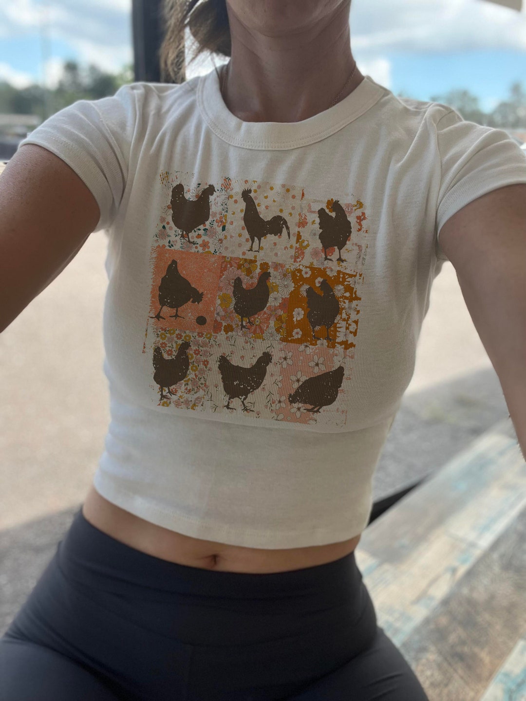 Chicken Crop Tank, Retro Chicken Coop Baby Tee, Cottagecore, Farmer ...
