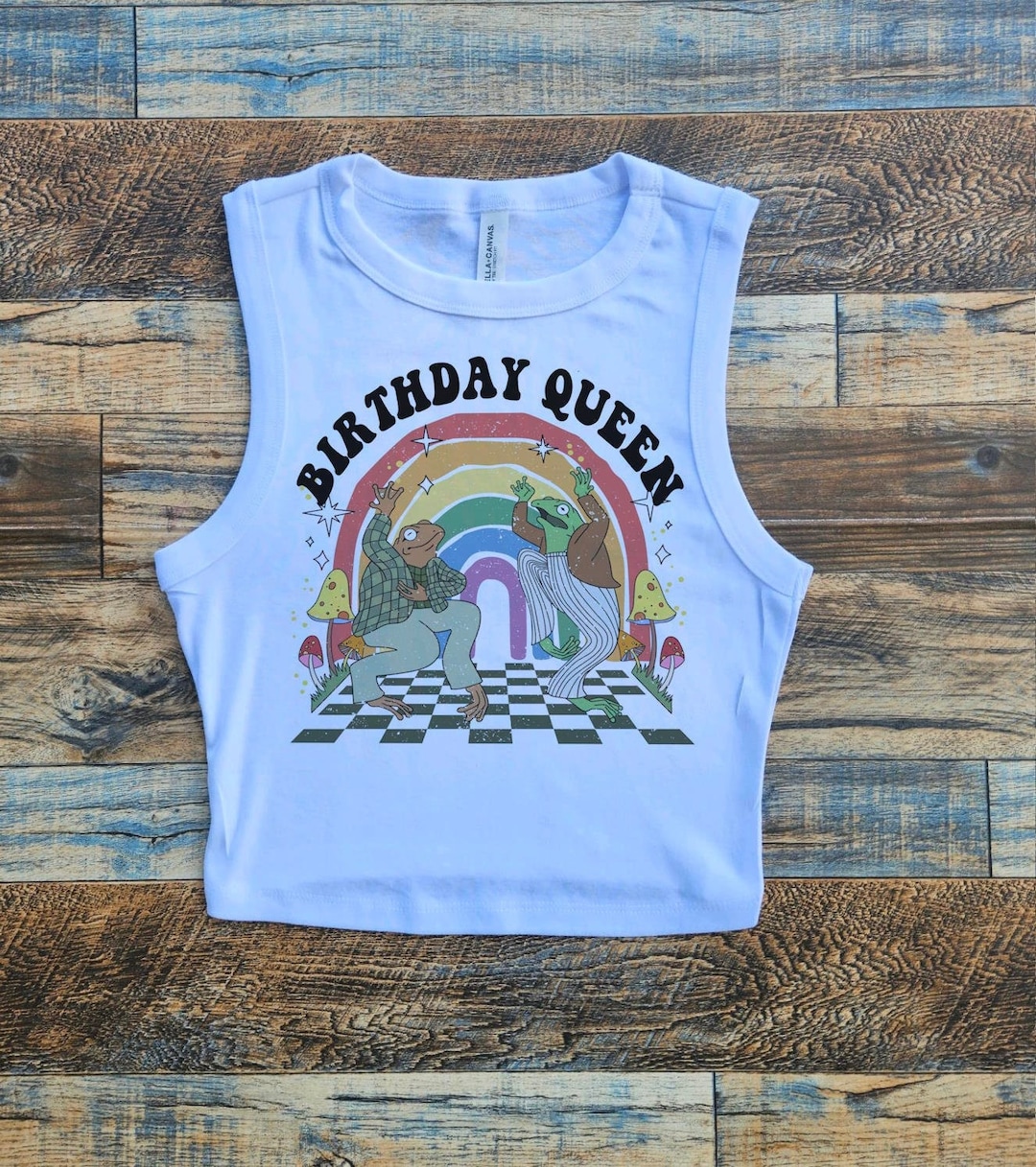 Birthday Queen Crop Tank, Frog Birthday Baby Tee, Cottagecore Birthday ...