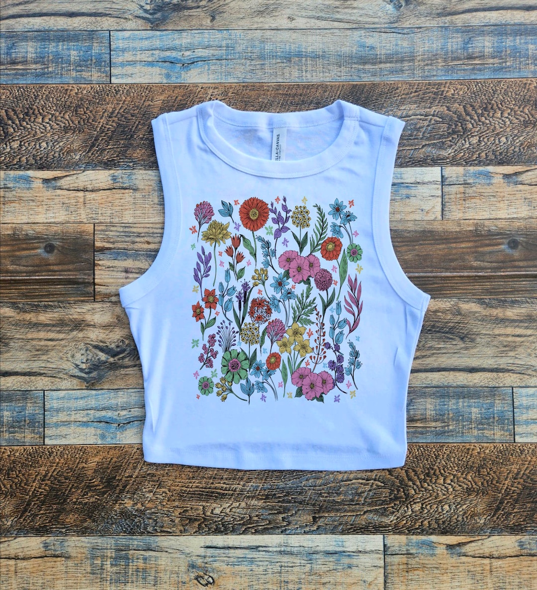 Wild Floral Crop Tank Top, Wildflower Baby Tee, Vintage Boho ...