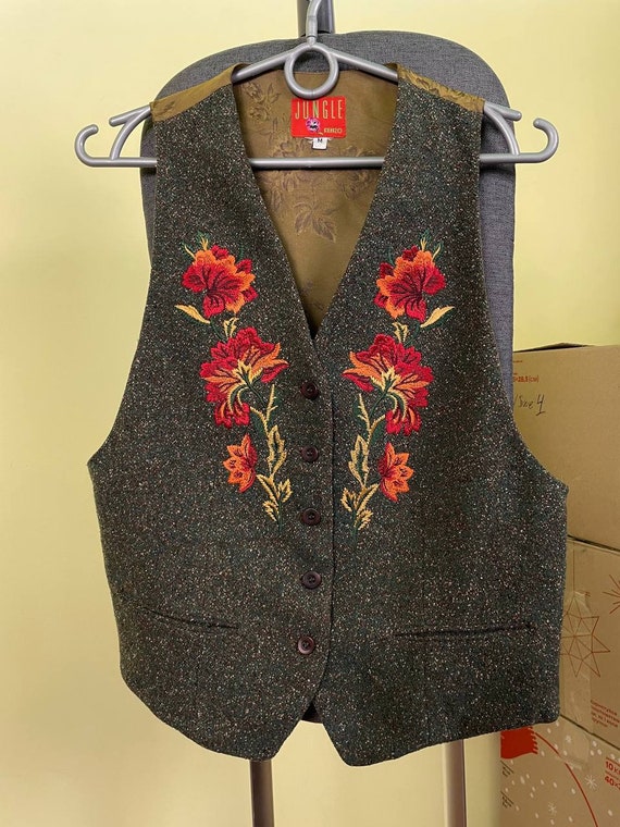 Kenzo Jungle vintage vest waistcoat floral flower pri… - Gem