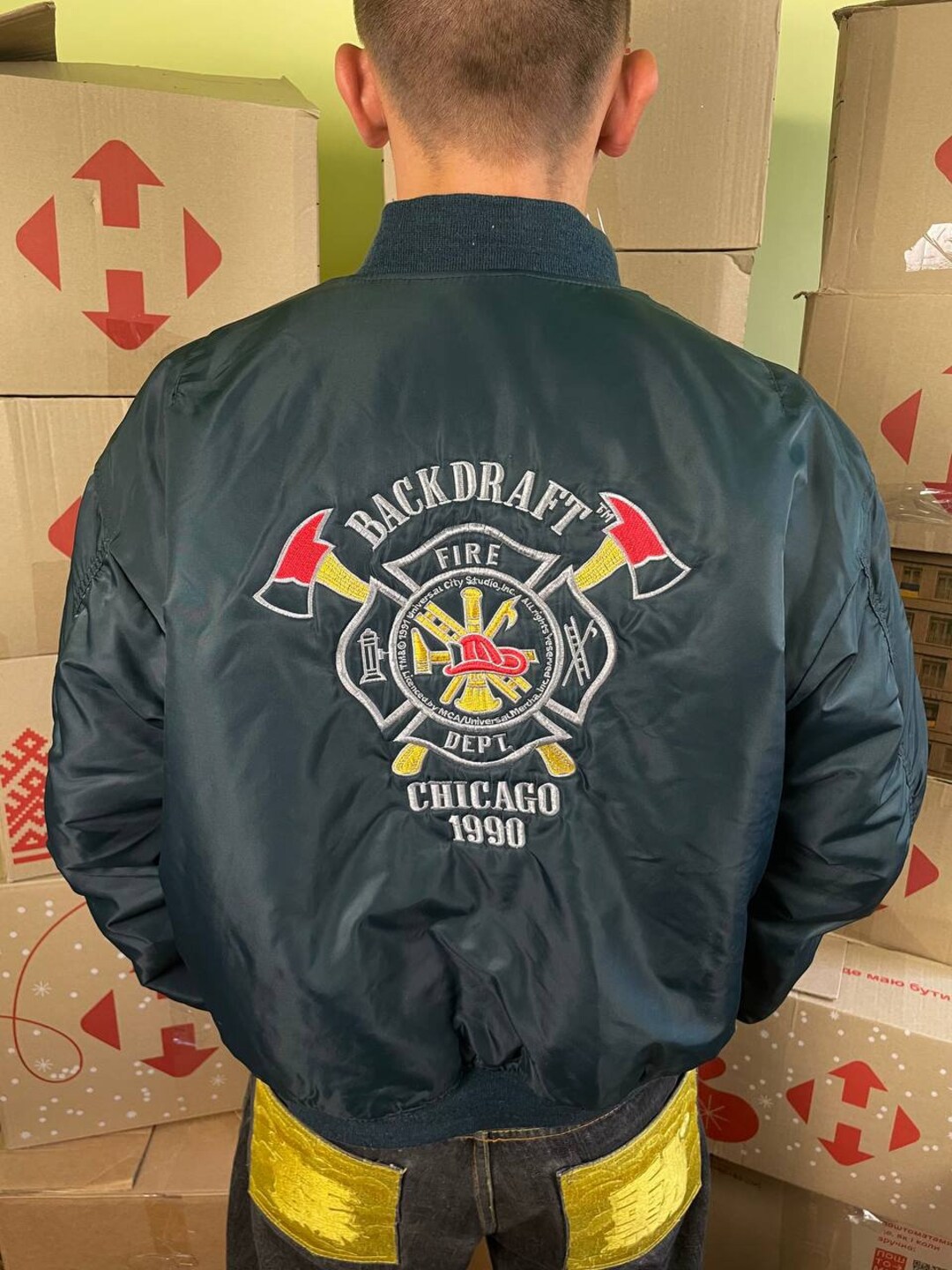 Alpha M-1 Vintage Bomber Jacket Movie Backdraft 1991 Universal City ...