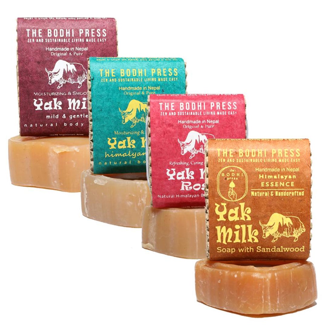 Pack of 4 Artisanal Yak Milk Soap Bundle: Sandalwood, Rose, Fruity ...