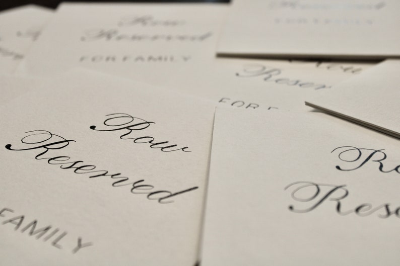 Reserved Row Table Tents in Handwritten Calligraphy - Etsy