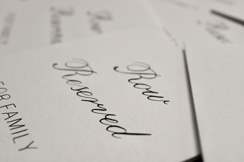 Reserved Row Table Tents in Handwritten Calligraphy - Etsy