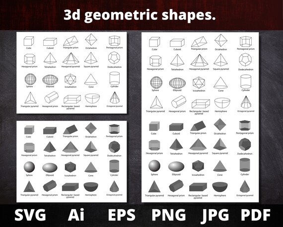 20. 3d Shapes Outline Svg. 3d Shapes Icon Png. 3d Shapes - Etsy UK