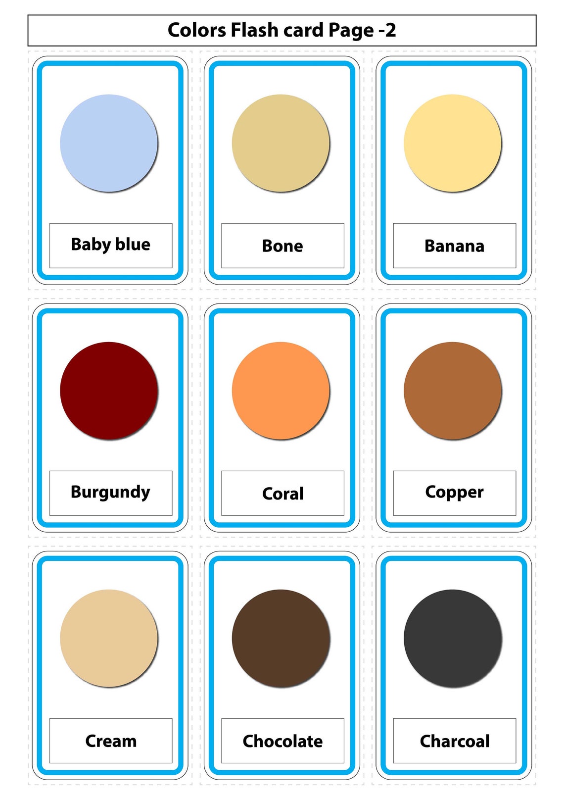 100 COLORS Flash Cards for Kids Educational Stars Preschool - Etsy