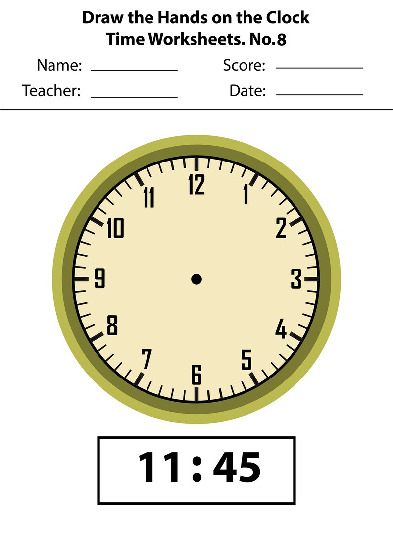 20 Big Analog CLOCKS Telling Time Worksheets Svg. Analog Clock - Etsy