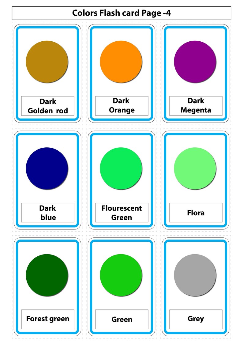 100 COLORS Flash Cards for Kids Educational Stars Preschool - Etsy