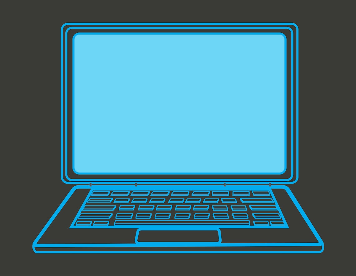 Esquema de la computadora portátil svg. portátil color azul - Etsy España