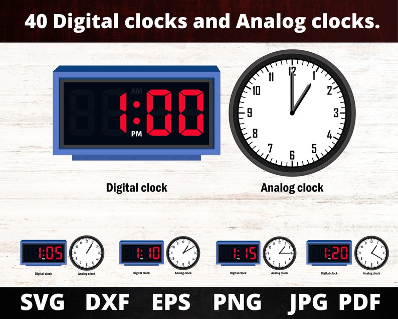 40 Digital Clocks and Analog Clocks Svg. Clocks Vector. 40 - Etsy