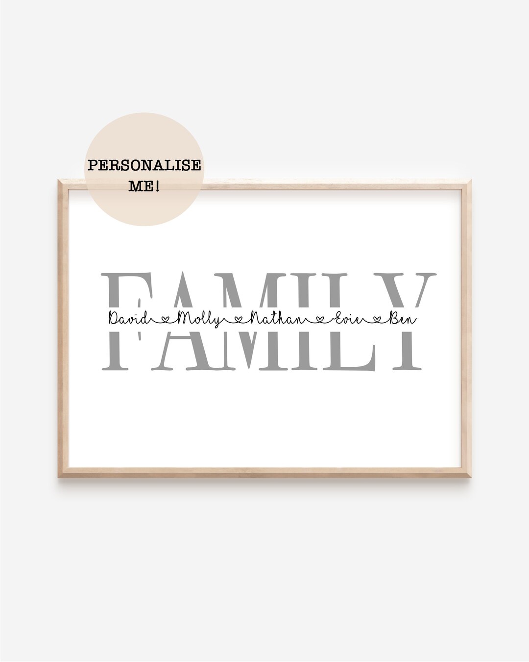 Family Personalised Names Wall Art Typography Print Home Decor Family ...