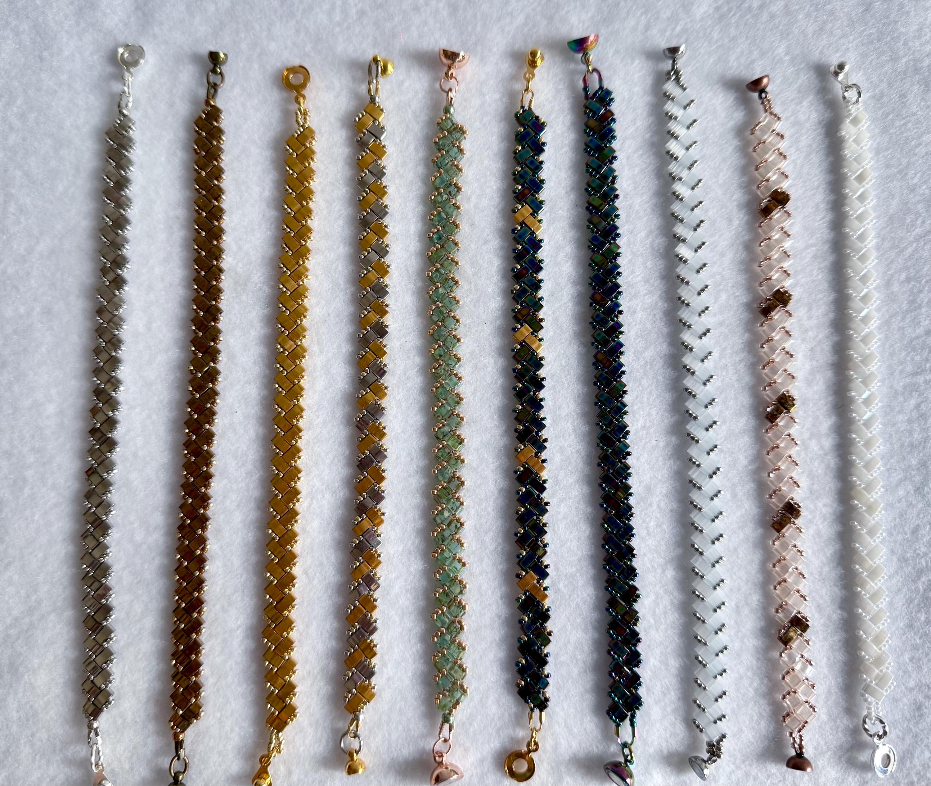 3/8” Wide Delicate Half Tila Bead Herringbone Bracelets - Etsy