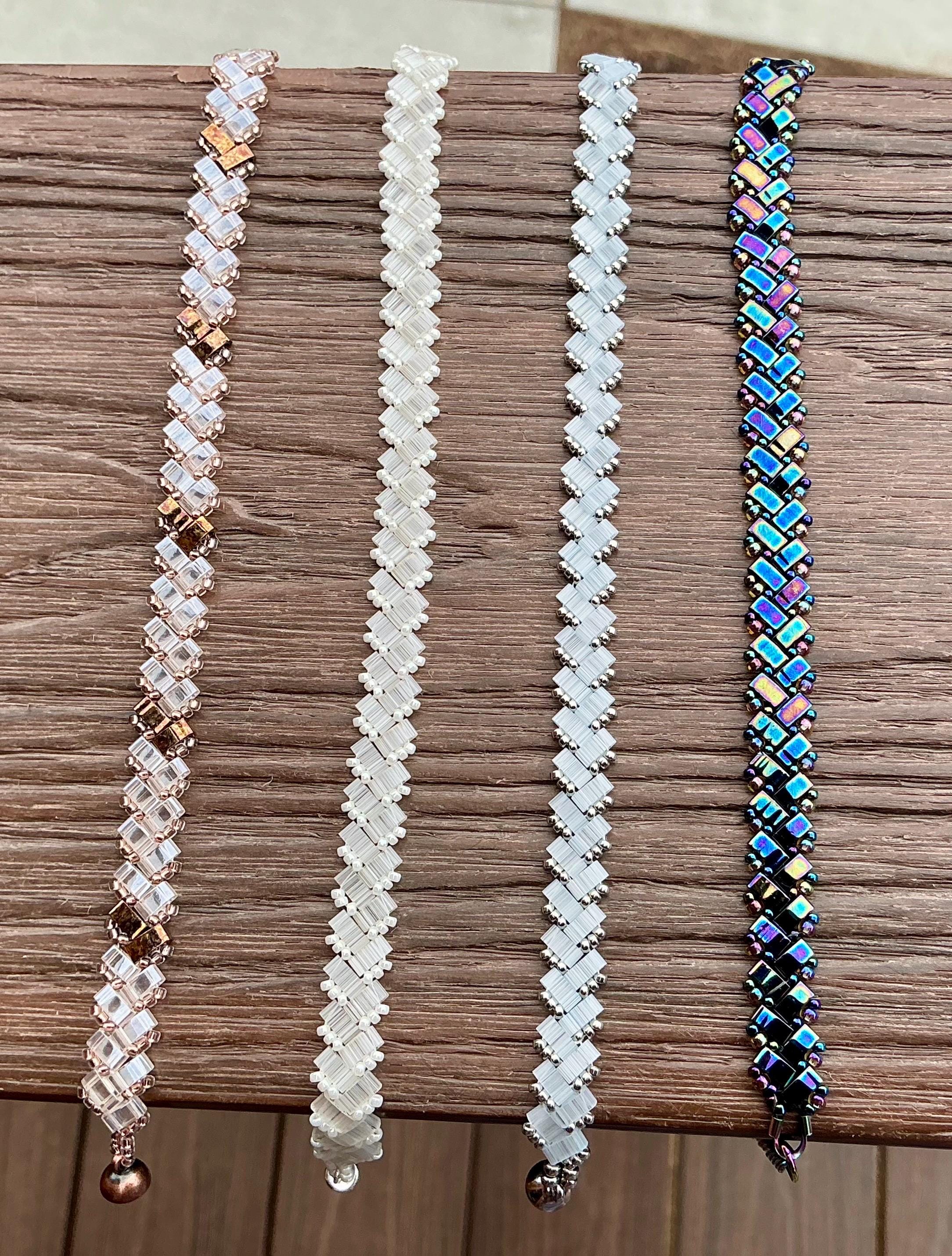 3/8” Wide Delicate Half Tila Bead Herringbone Bracelets - Etsy