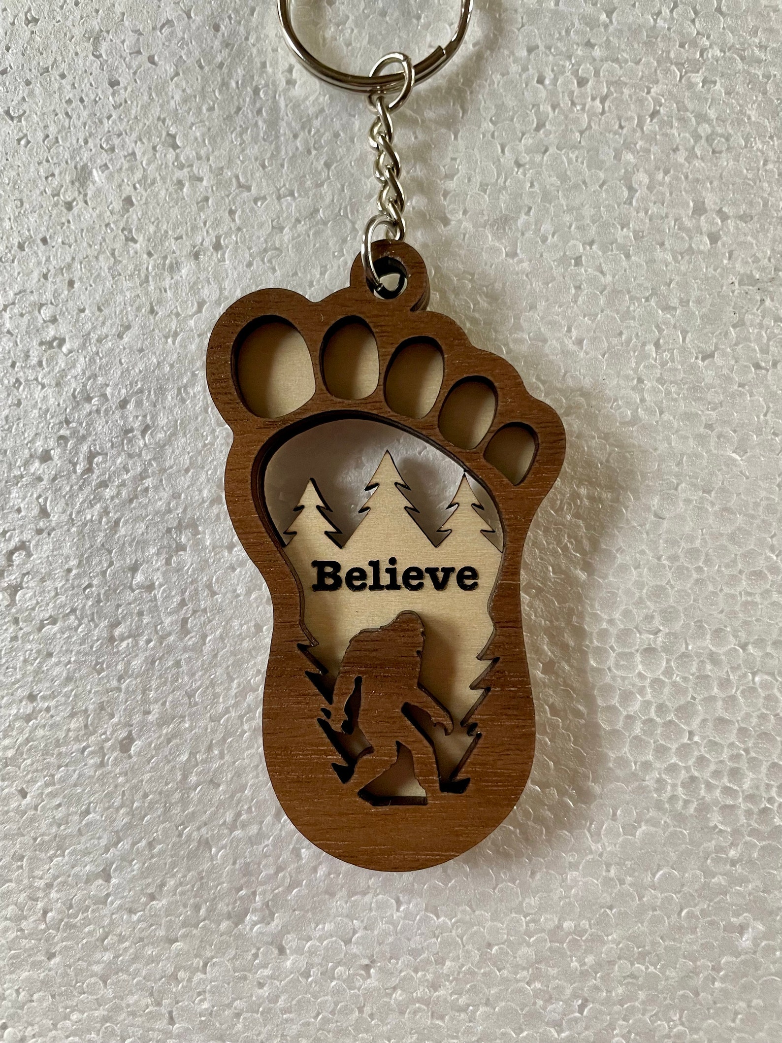 Bigfoot/sasquatch Wood Keychains - Etsy
