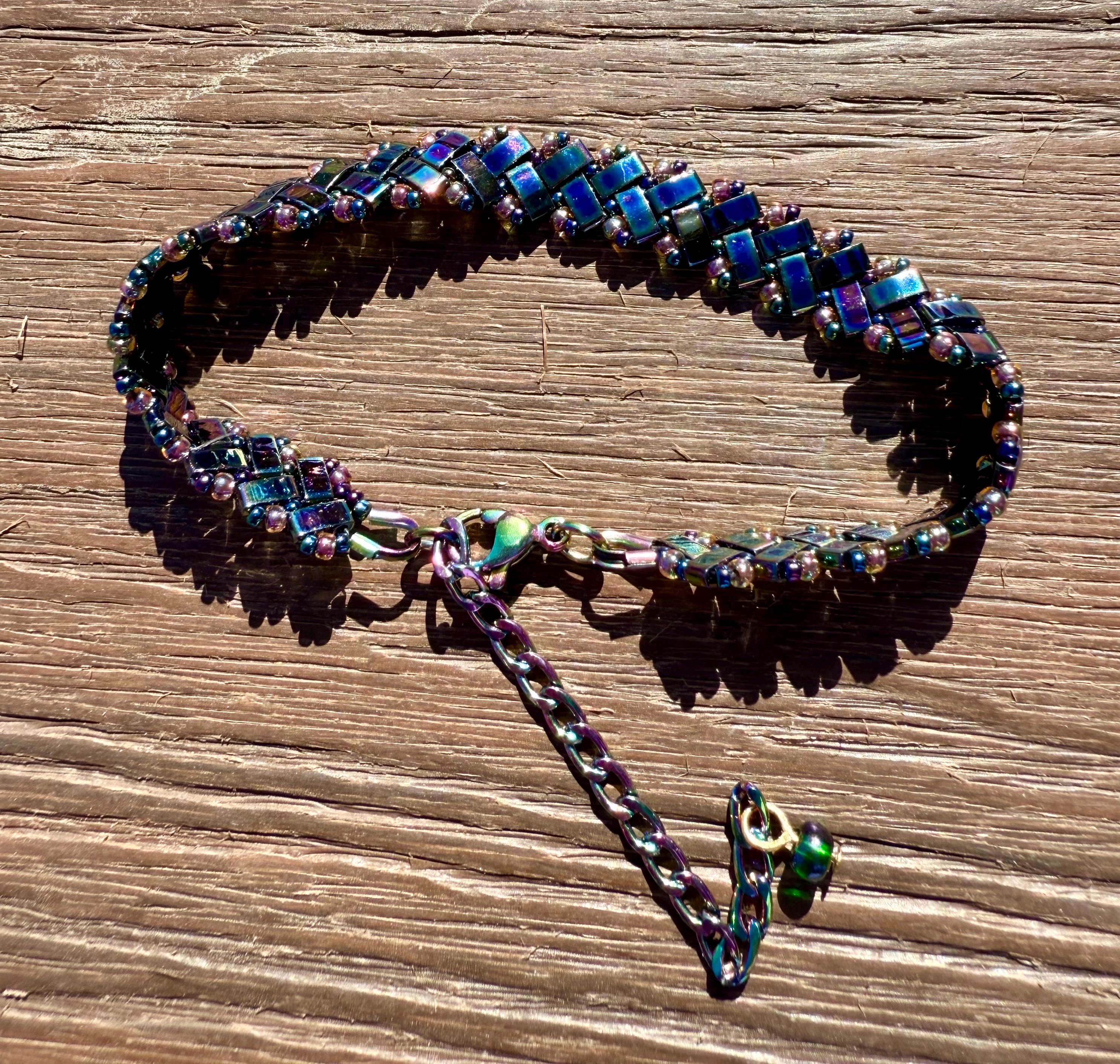 3/8” Wide Delicate Half Tila Bead Herringbone Bracelets - Etsy
