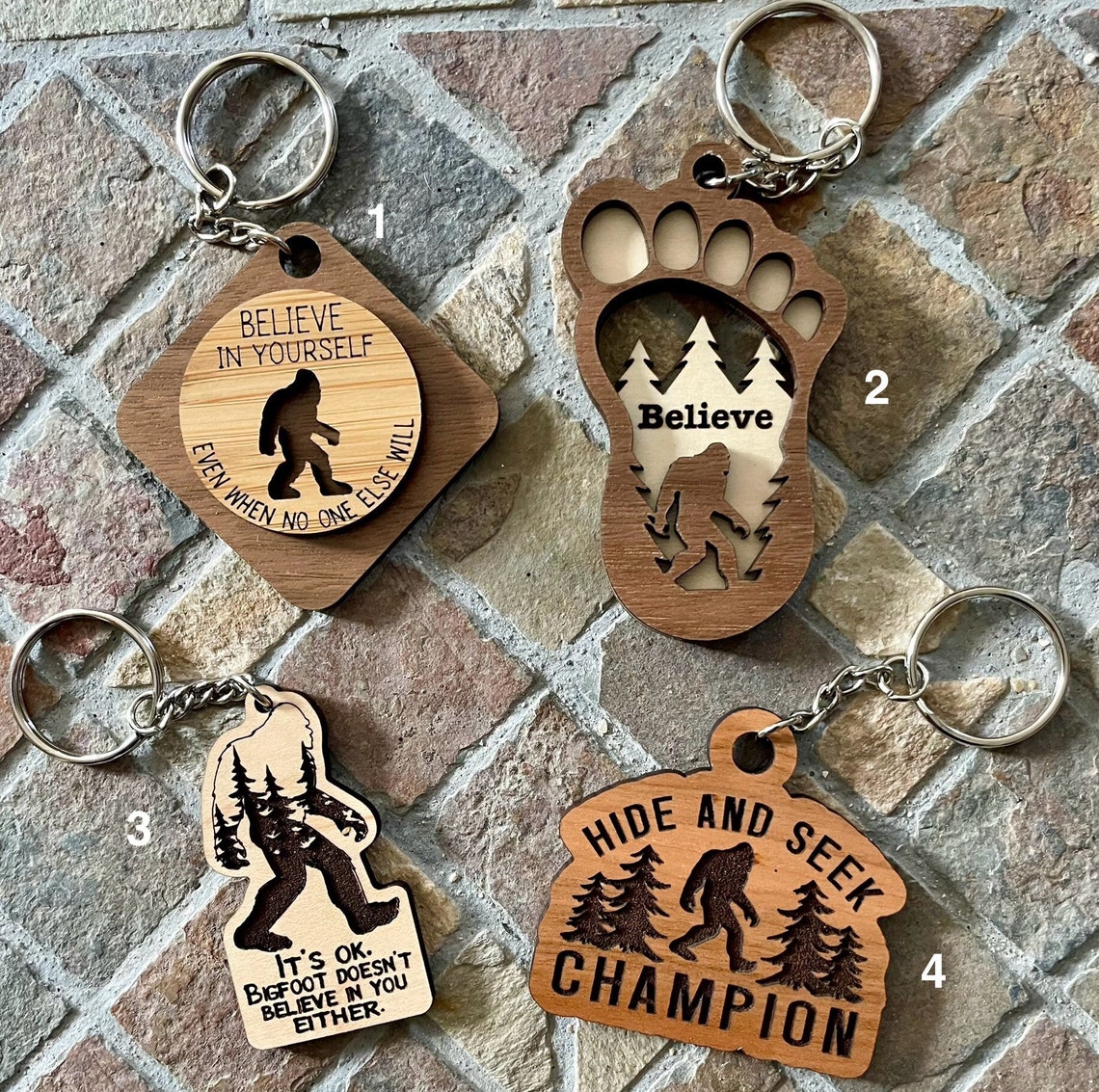 Bigfoot/sasquatch Wood Keychains - Etsy