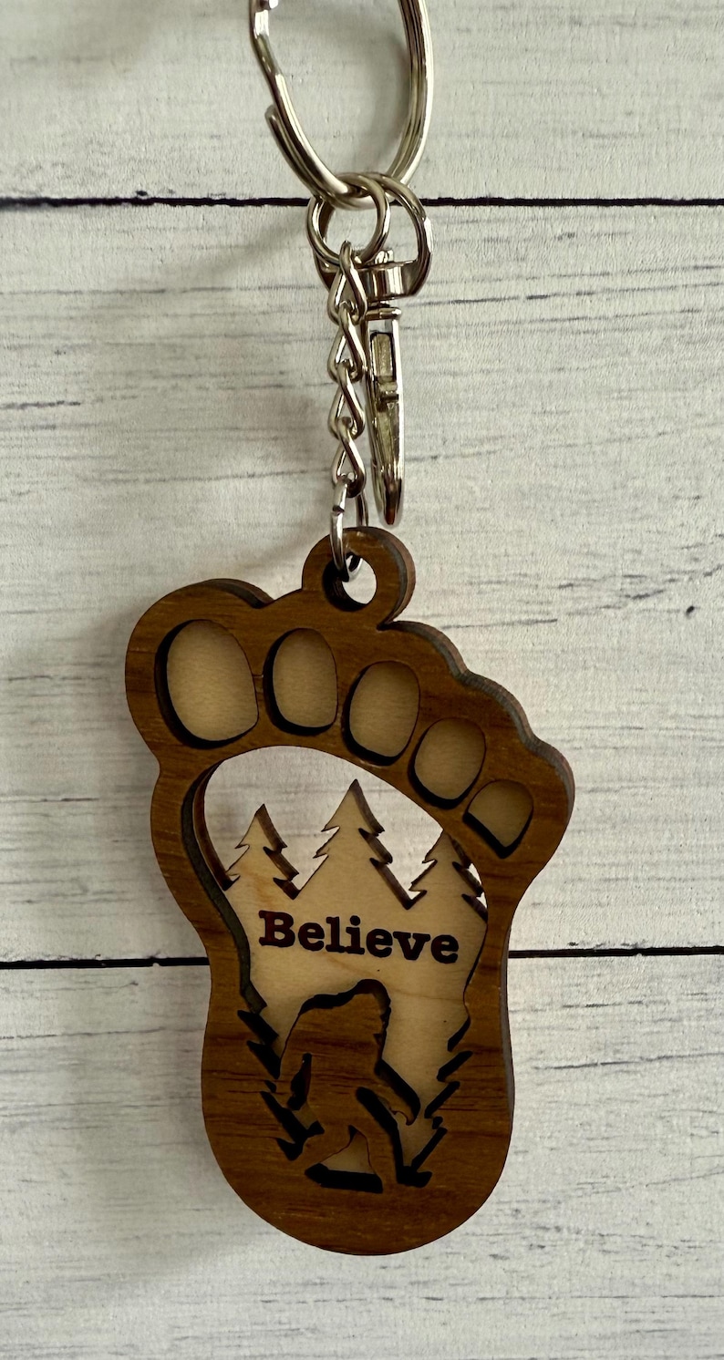 Bigfoot/sasquatch Wood Keychains - Etsy