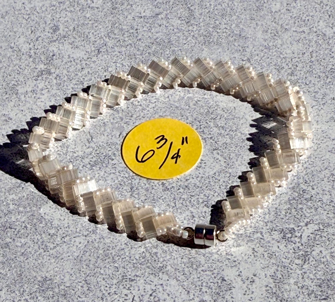 3/8” Wide Delicate Half Tila Bead Herringbone Bracelets - Etsy